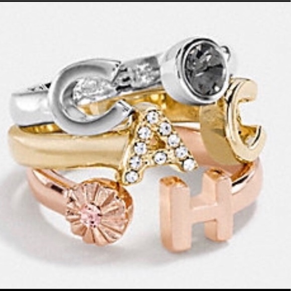 Coach | Jewelry | Authentic Coach Stack Rings Trio 3 Rings | Poshmark
